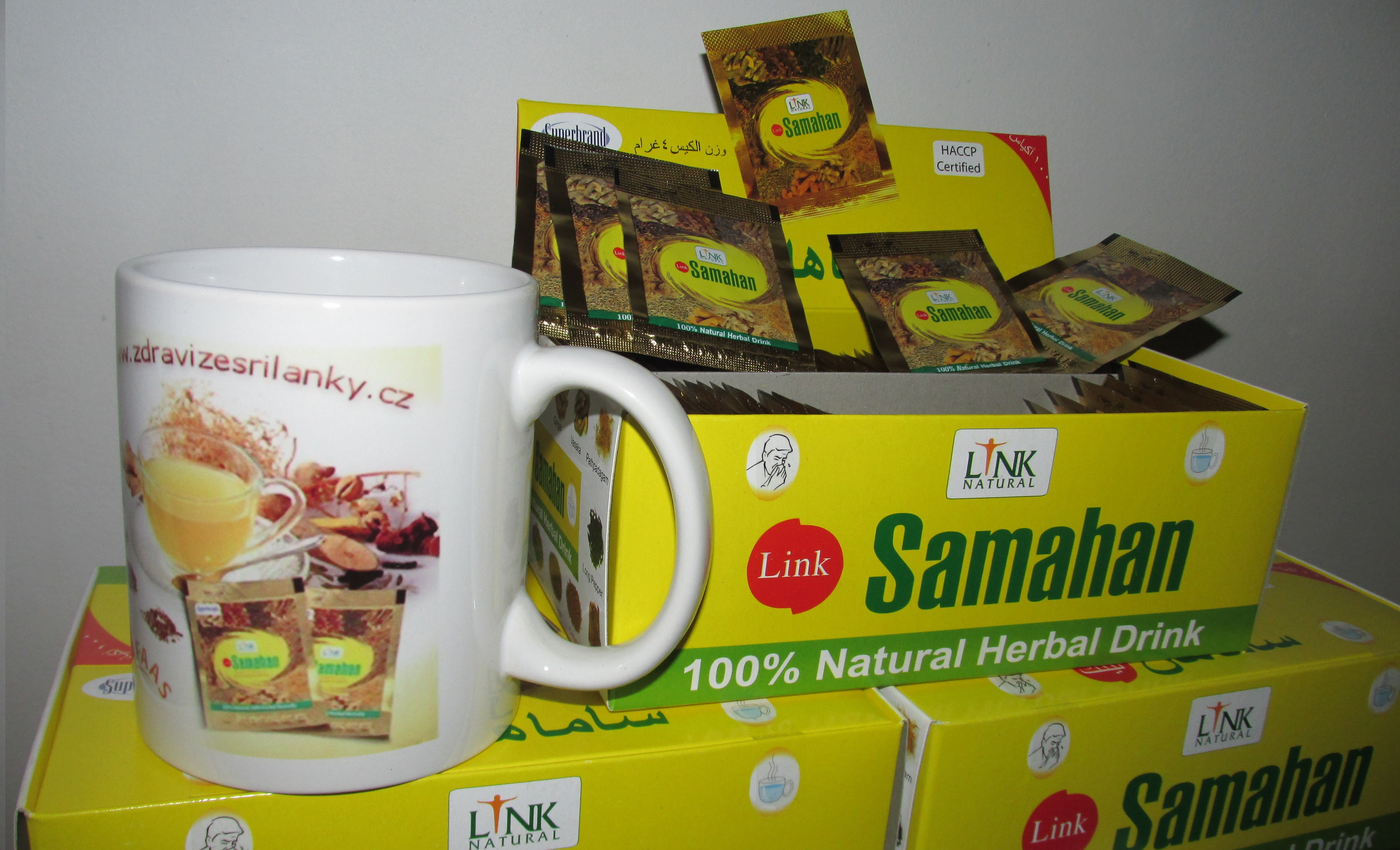 Samahan - bylinný čaj 100 ks + hrnek se lžičkou | Zdraví ze Srí Lanky